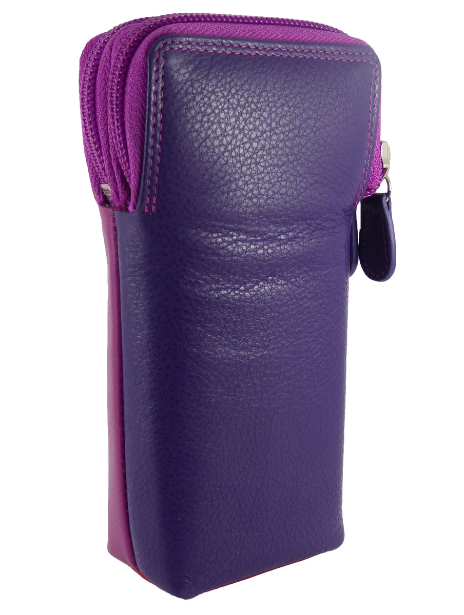Double Sided Glasses Spectacle Case Multi Coloured Real Leather